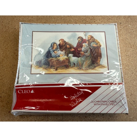 Design | Vtg Nos Cleo Christmas Cards Holiday Wishes Nativity Scene ...